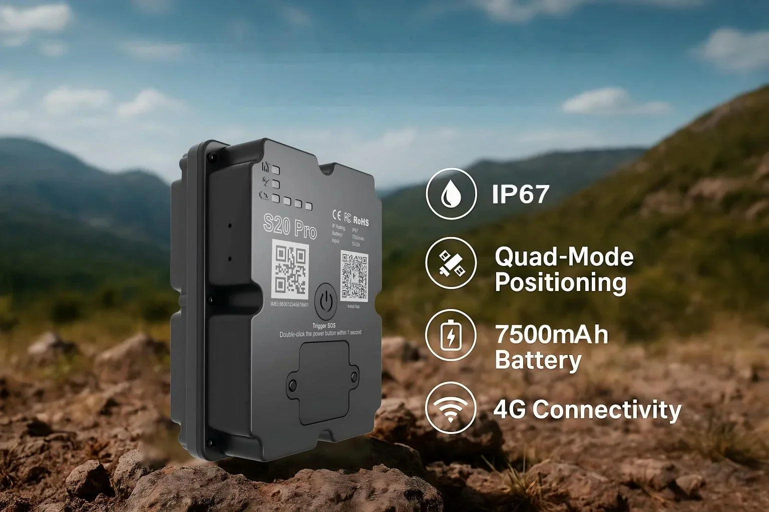 Tracker GPS TrackerOne S20 Pro 4G : sécurité et précision extérieures ...